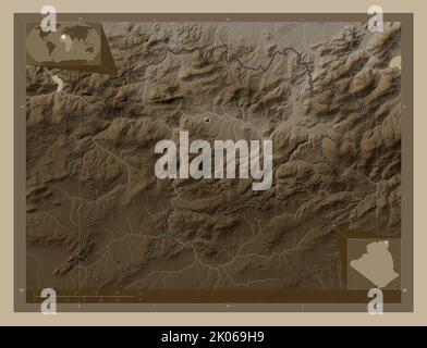 Guelma, province of Algeria. Colored elevation map with lakes and ...