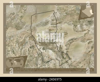 Illizi, province of Algeria. High resolution satellite map. Corner ...