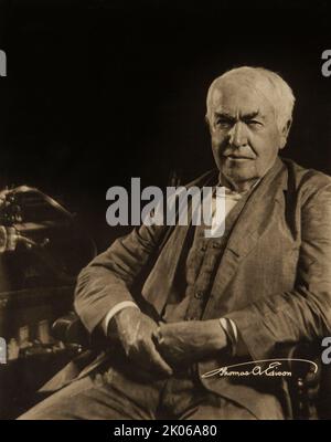 Portrait of Thomas Alva Edison c 1910 colorized by Bill Waterson Stock ...