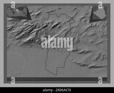 Khenchela, province of Algeria. Bilevel elevation map with lakes and ...