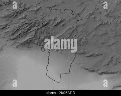 Khenchela, province of Algeria. Grayscale elevation map with lakes and ...