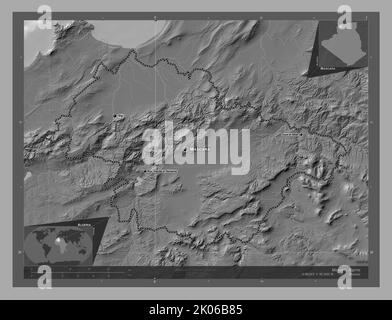 Mascara, province of Algeria. Bilevel elevation map with lakes and ...