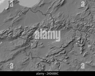 Mascara, province of Algeria. Bilevel elevation map with lakes and ...