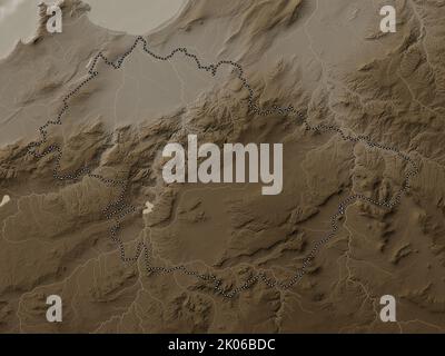 Mascara, province of Algeria. Colored elevation map with lakes and ...
