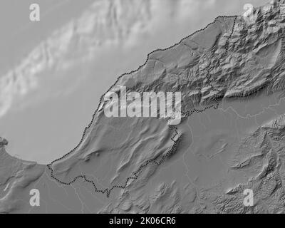 Mostaganem, province of Algeria. Elevation map colored in wiki style ...