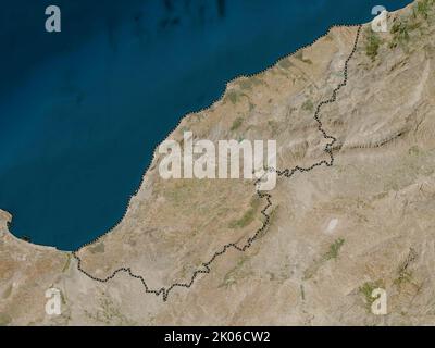 Mostaganem, province of Algeria. Low resolution satellite map ...
