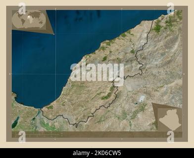 Mostaganem, province of Algeria. High resolution satellite map. Corner ...