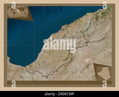 Mostaganem, province of Algeria. Low resolution satellite map ...