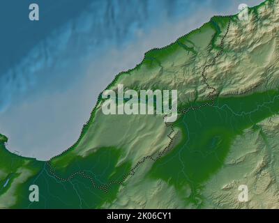 Mostaganem, province of Algeria. Colored elevation map with lakes and ...