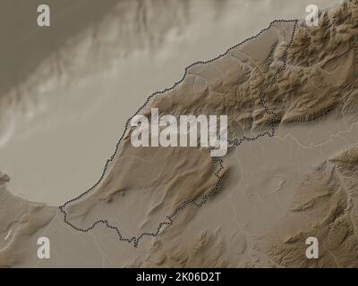 Mostaganem, province of Algeria. Colored elevation map with lakes and ...