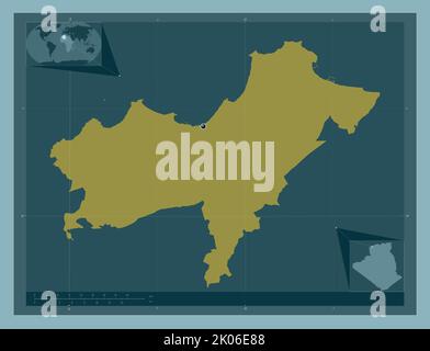 Oran, province of Algeria. Solid color shape. Locations and names of ...