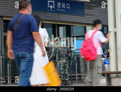 GUIGANG, CHINA - SEPTEMBER 9, 2022 - Armed police officers patrol on ...
