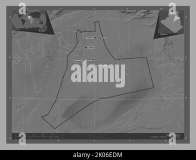 Ouargla, province of Algeria. Bilevel elevation map with lakes and ...