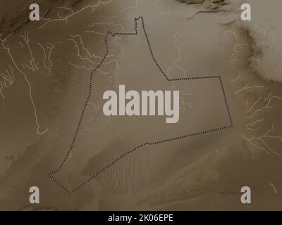 Ouargla, province of Algeria. Colored elevation map with lakes and ...