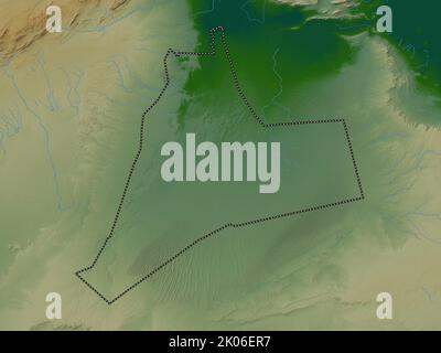 Ouargla, province of Algeria. Colored elevation map with lakes and ...