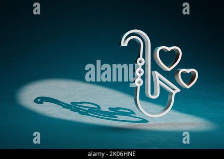 Beautiful abstract illustrations Saxophone with heart symbol icon on a ...