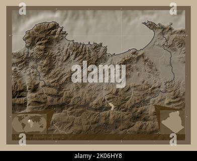 Skikda, province of Algeria. Colored elevation map with lakes and ...