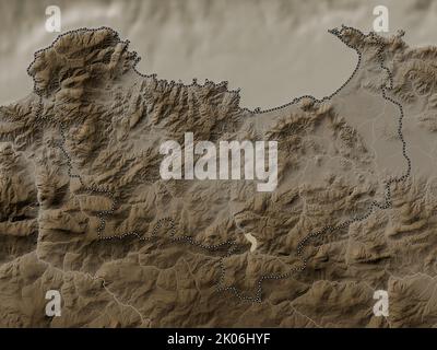 Skikda, province of Algeria. Colored elevation map with lakes and ...