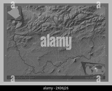 Souk Ahras, province of Algeria. Grayscale elevation map with lakes and ...