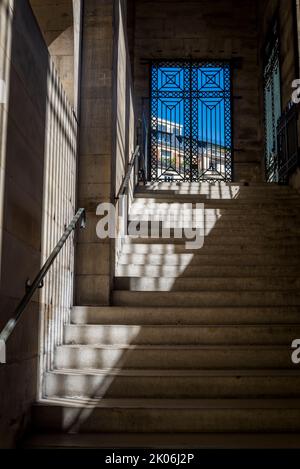 An iron gate, The Panthéon, a Neoclassical monument, Paris, France ...