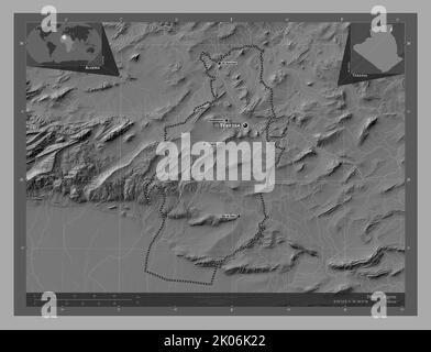 Tebessa, province of Algeria. Bilevel elevation map with lakes and ...