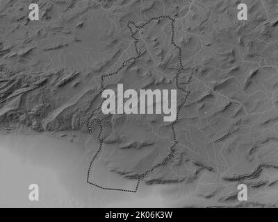 Tebessa, province of Algeria. Grayscale elevation map with lakes and ...