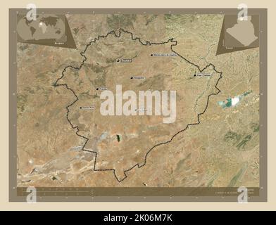 Tiaret, province of Algeria. High resolution satellite map. Corner ...