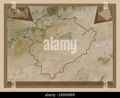 Tiaret, province of Algeria. Low resolution satellite map. Corner ...