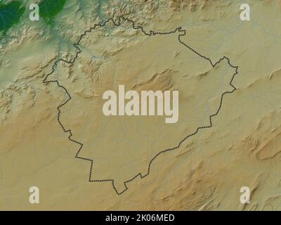 Tiaret, province of Algeria. Colored elevation map with lakes and ...