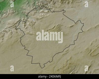 Tiaret, province of Algeria. Colored elevation map with lakes and ...