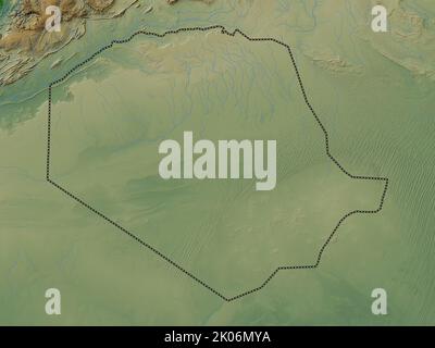 Tindouf, province of Algeria. Elevation map colored in sepia tones with ...