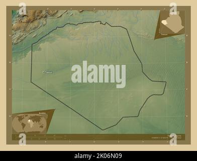 Tindouf, province of Algeria. Colored elevation map with lakes and ...