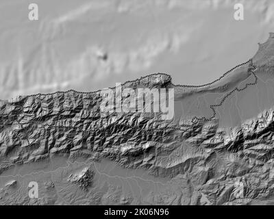 Tipaza, province of Algeria. Elevation map colored in wiki style with ...