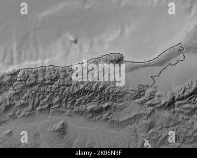 Tipaza, province of Algeria. Grayscale elevation map with lakes and ...