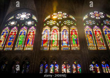 The glazed triforium where windows fill almost the entire wall, a ...