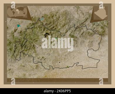 Tissemsilt, province of Algeria. Low resolution satellite map. Corner ...