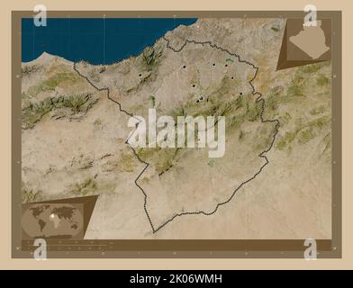 Tlemcen, province of Algeria. Low resolution satellite map. Locations ...