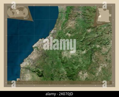 Benguela, province of Angola. High resolution satellite map. Locations ...
