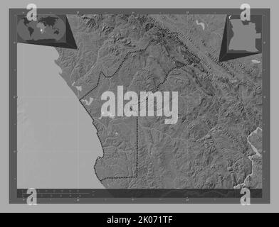 Cabinda, province of Angola. Bilevel elevation map with lakes and ...