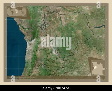 Cuanza Sul, province of Angola. High resolution satellite map. Corner auxiliary location maps ...
