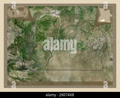 Cunene, province of Angola. High resolution satellite map. Locations of ...