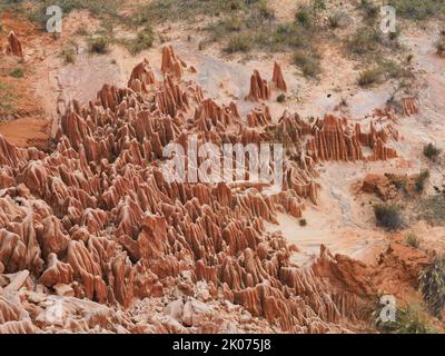 The Tsingy Rouge (Red Tsingy) is a stone formation of red laterite ...
