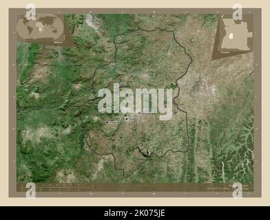 Huambo, province of Angola. High resolution satellite map. Corner ...