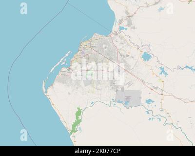 Luanda, province of Angola. Open Street Map. Locations of major cities ...