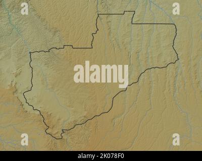 Lunda Norte, province of Angola. Colored elevation map with lakes and ...