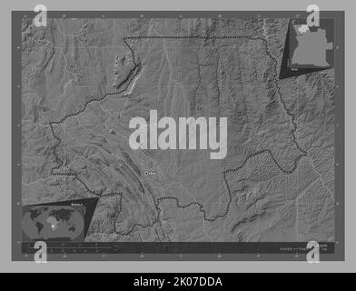 Uige, province of Angola. Bilevel elevation map with lakes and rivers ...