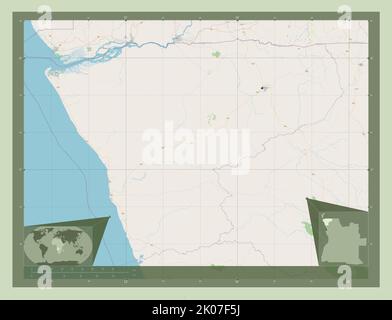 Zaire, province of Angola. Open Street Map. Locations and names of ...