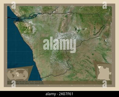 Zaire, province of Angola. High resolution satellite map. Locations and ...