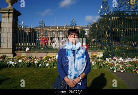 Jennifer Crossland, from Hillsborough, at the gates of Hillsborough ...