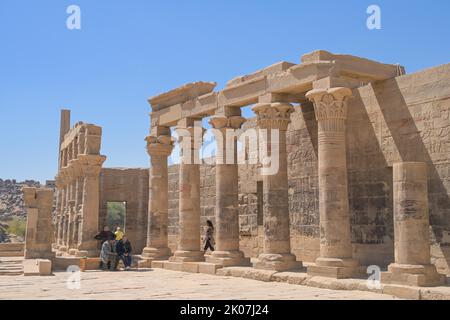 Western portico at Dromos Square, Philae temple complex, Aswan, Egypt ...
